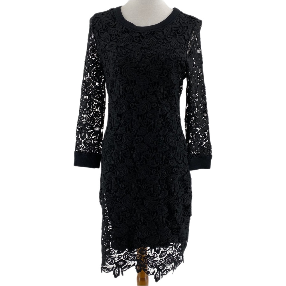 Wilfred Black Long Sleeve Lace Overlay Bodycon Dress - Gem